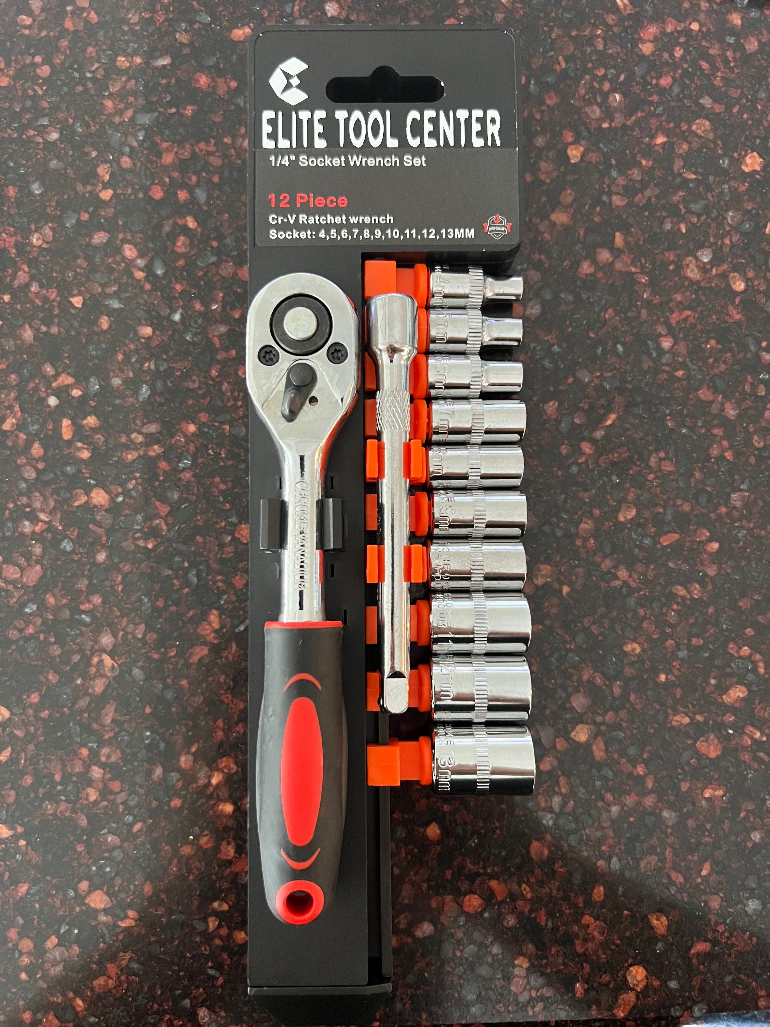Elite Tool Center 12 Piece 1/4" Socket Wrench Set | Pelican Power Tool